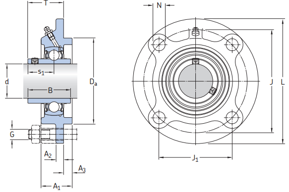 FYC50TF - SKF Round 4 bolt Flanged Y-Bearings (50mm Bore) – Bearingtech