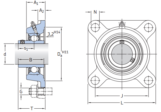 FYJ75TF - SKF Square Flanged Y-Bearings (75mm Bore) – Bearingtech